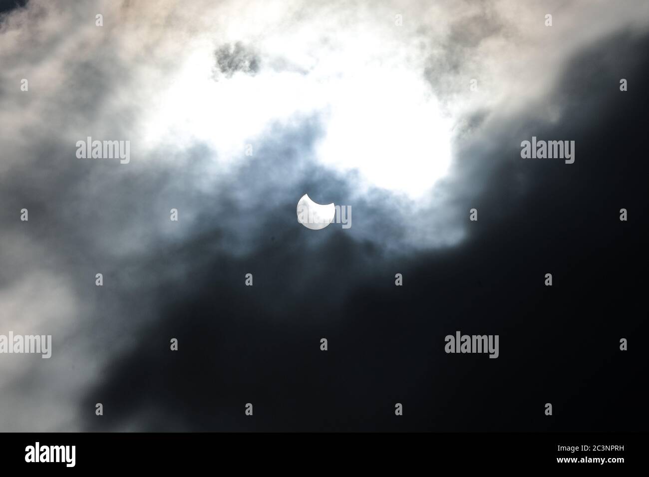 Dhaka, Dhaka, Bangladesh. 21st June, 2020. A bit of solar eclipse were seen from Dhaka city ...