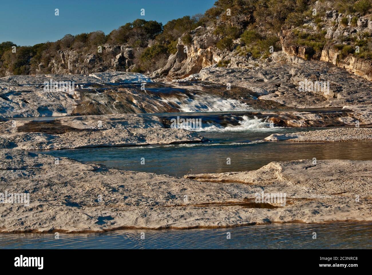 Cascades and pools of Pedernales River at Pedernales Falls State Park ...