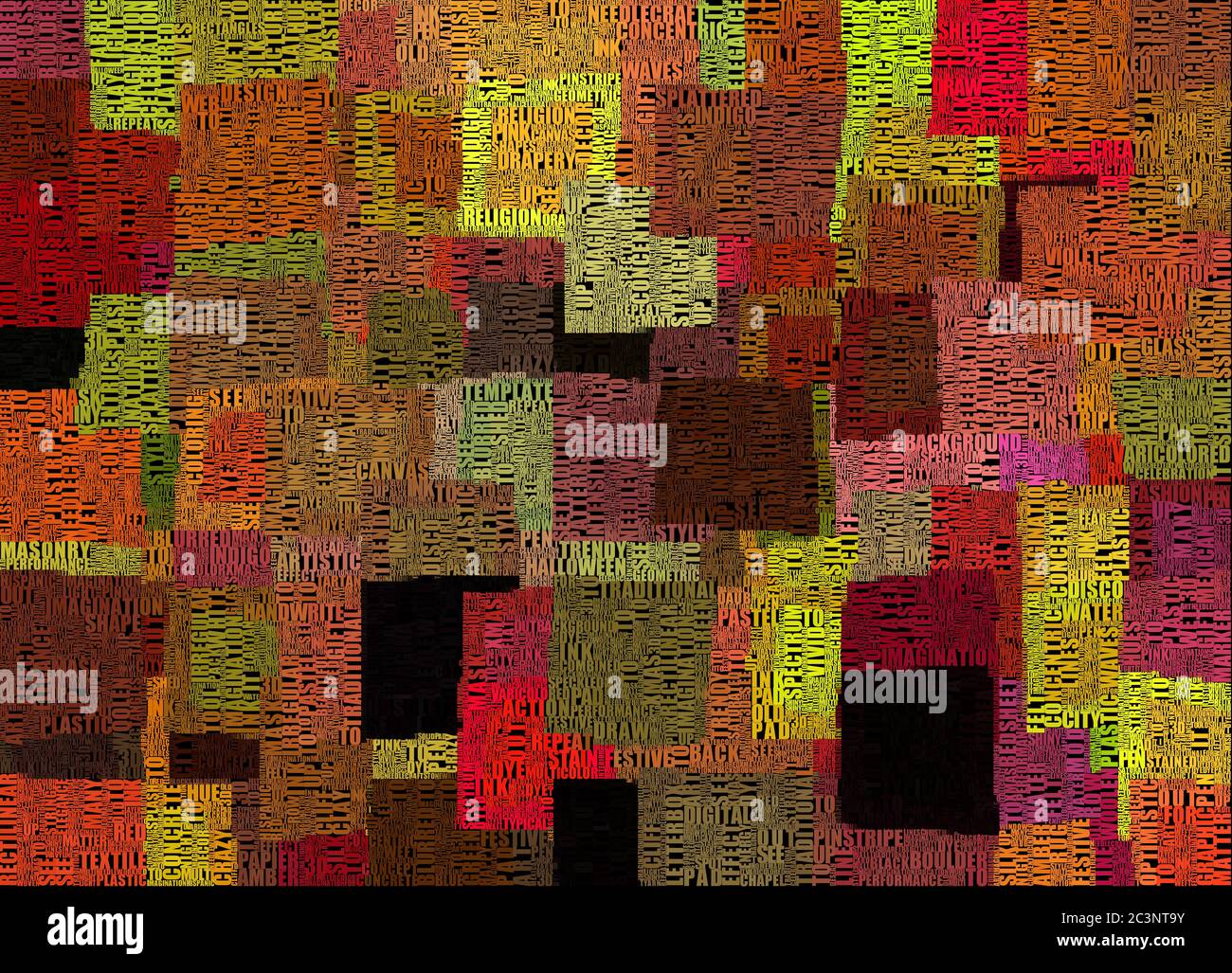Abstract painting. Colorful squares and words Stock Photo - Alamy