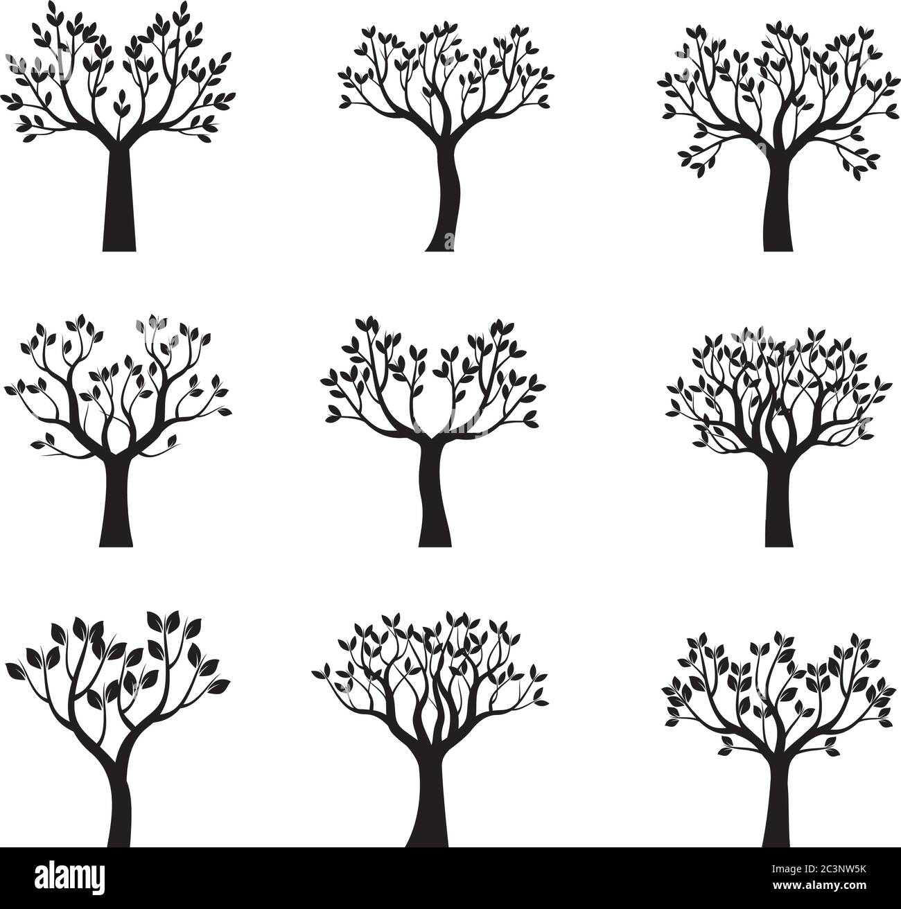 Row of apple trees Stock Vector Images - Alamy
