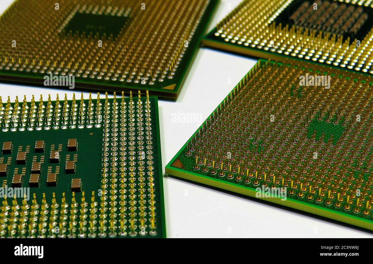 Closeup shot of computer CPU (central processor unit) chips Stock Photo - Alamy