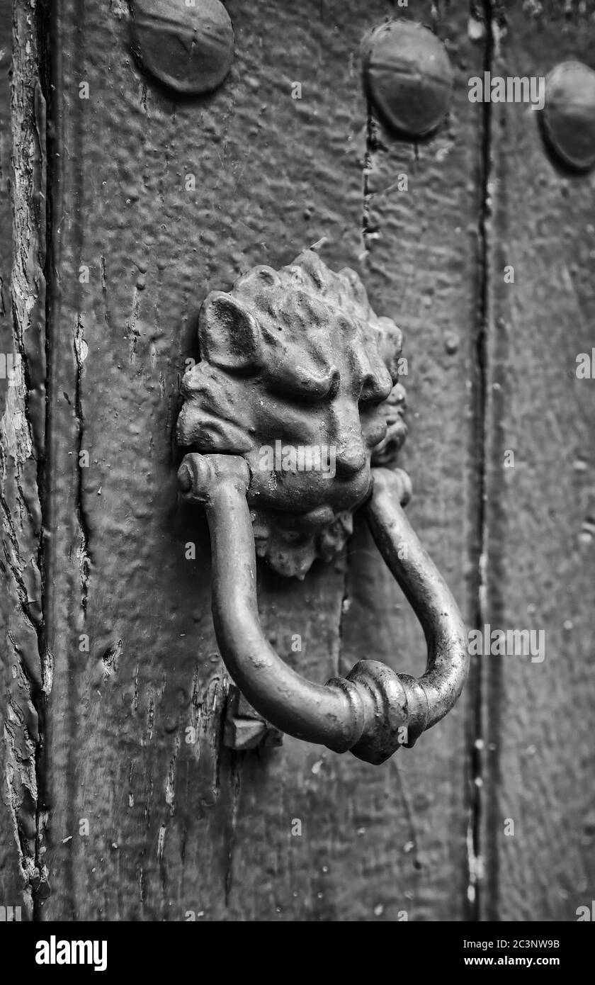 Wooden door knocker, construction and architecture, texture and ...