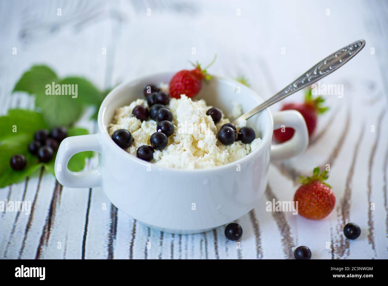 fresh homemade cottage cheese with summer berries Stock Photo - Alamy