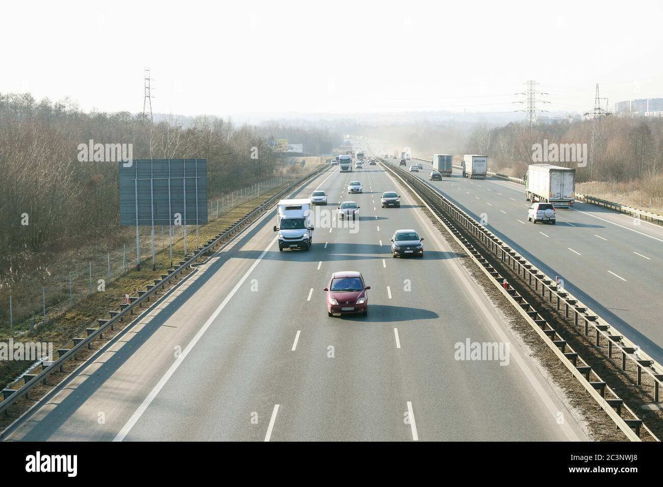 The autostrada A4 (highway) in Poland near the Krakow city, Poland ...