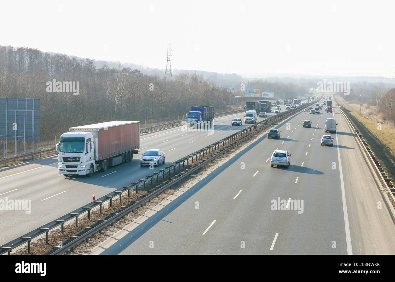 The autostrada A4 (highway) in Poland near the Krakow city, Poland ...
