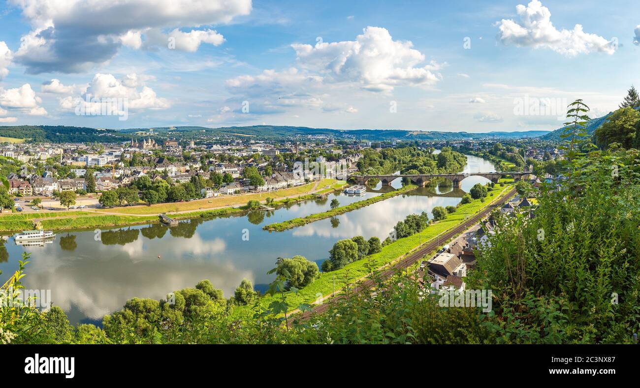 Panoramic aerial view of Trier in a beautiful summer day, Germany Stock ...