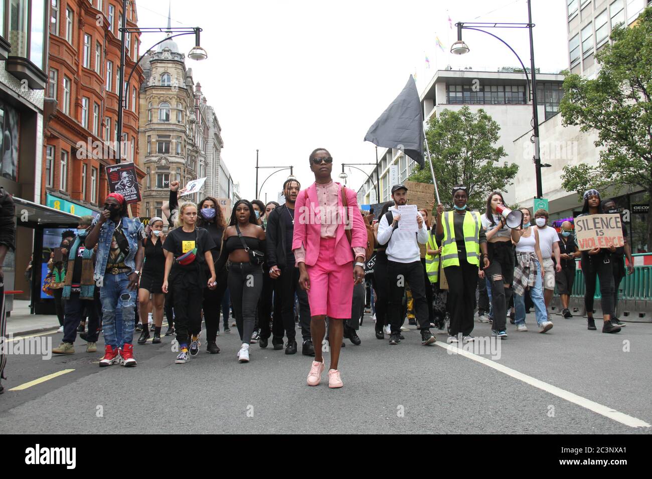 BLM demonstrators march through Oxford Street. Londoners joined in on a ...