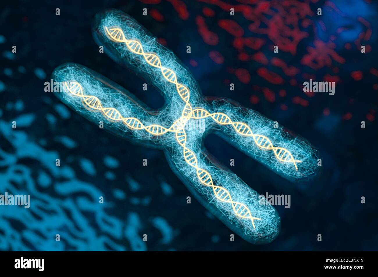Chromosome with dark background, 3d rendering. Computer digital drawing ...