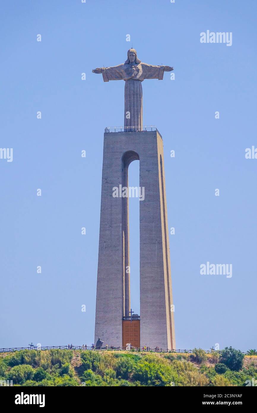 Famous Jesus Christ statue on the hill of Lisbon - Cristo monument ...