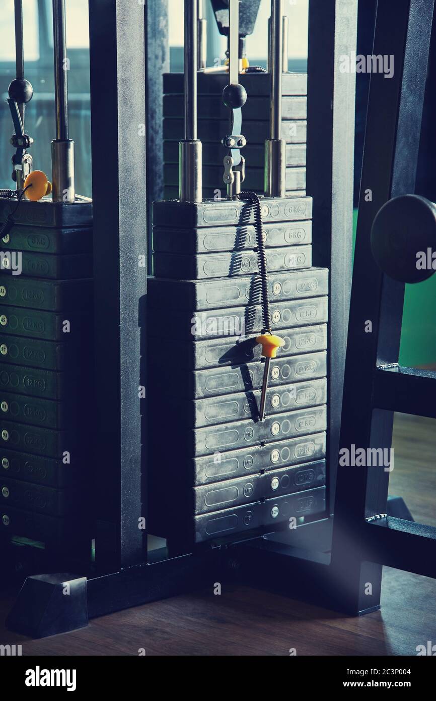training apparatus closeup in a gym. Fitness club equipment. Sports ...