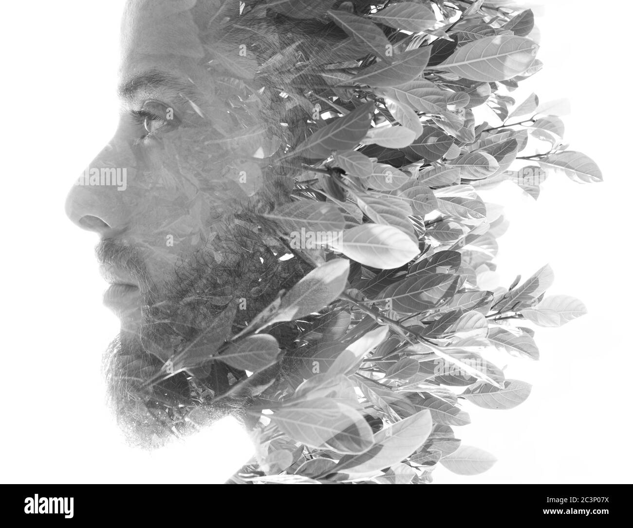 Surreal creative double exposure portrait Stock Photo - Alamy