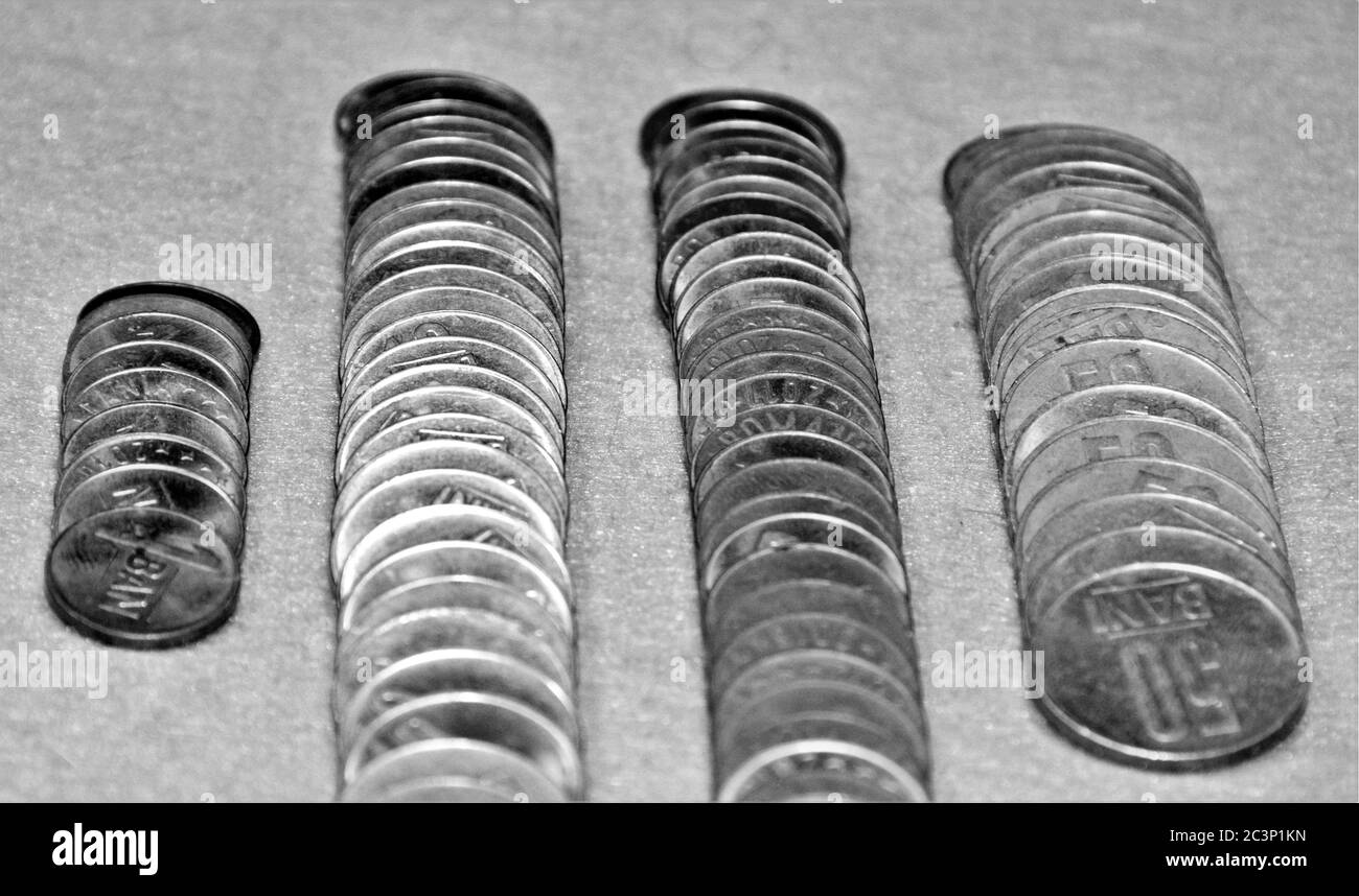 Old silver coins Black and White Stock Photos & Images - Alamy