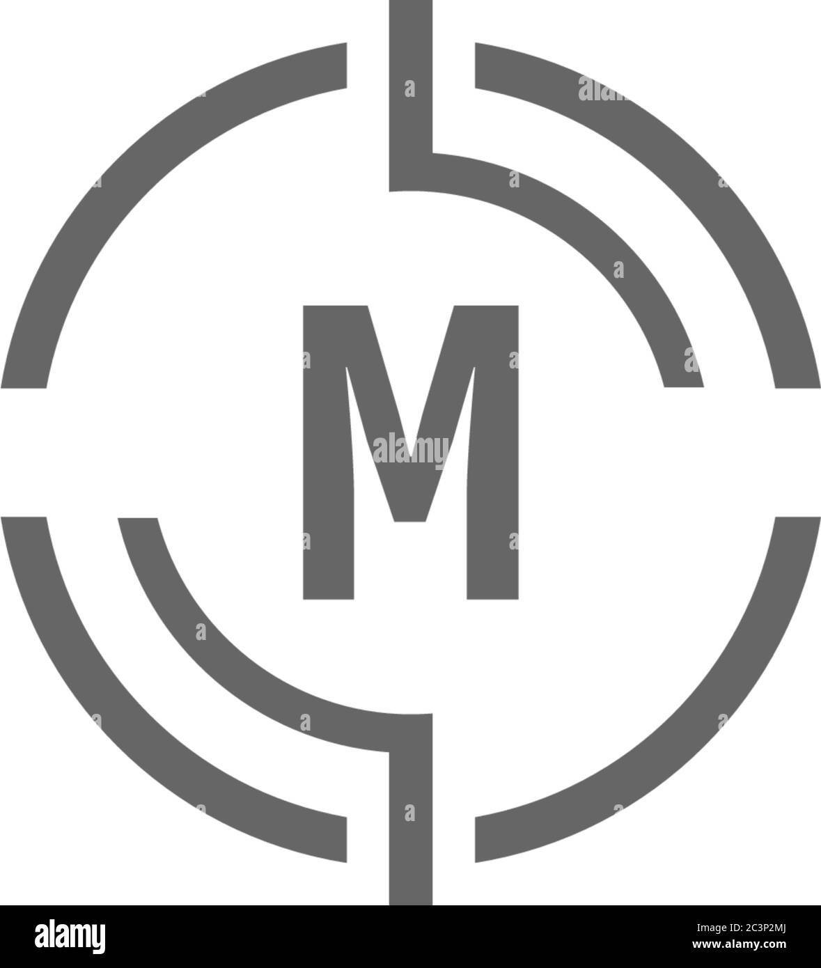 Modern circle shot minimalist M logo letter creative design concept ...