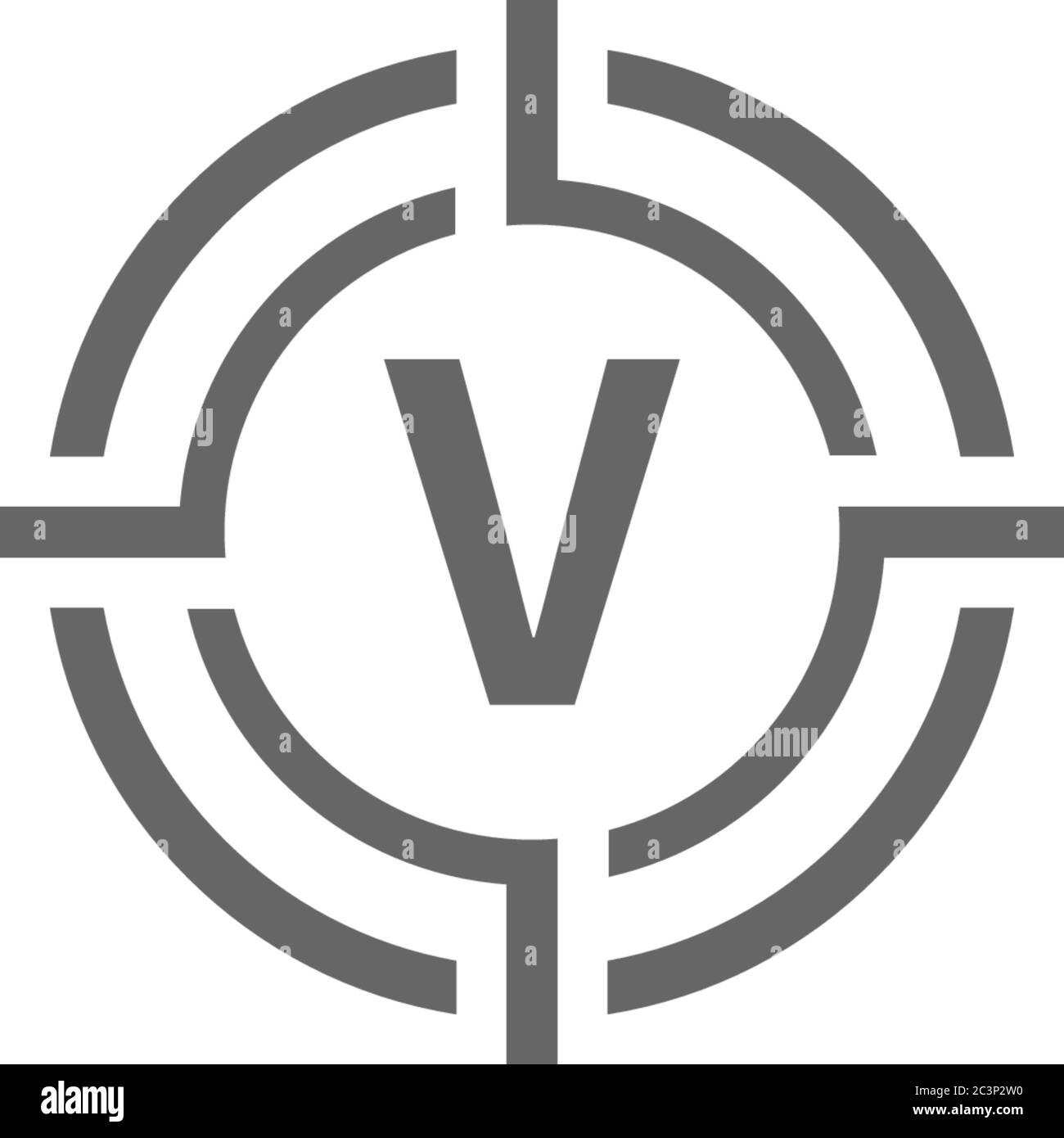 Modern circle shot minimalist V logo letter creative design concept ...