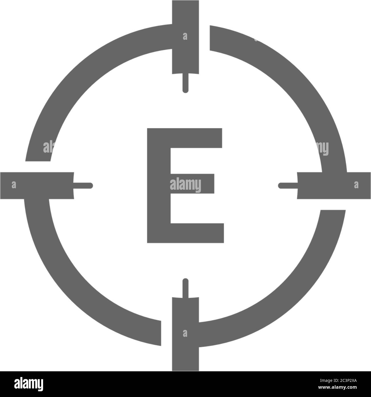 Modern circle shot minimalist E logo letter creative design concept ...