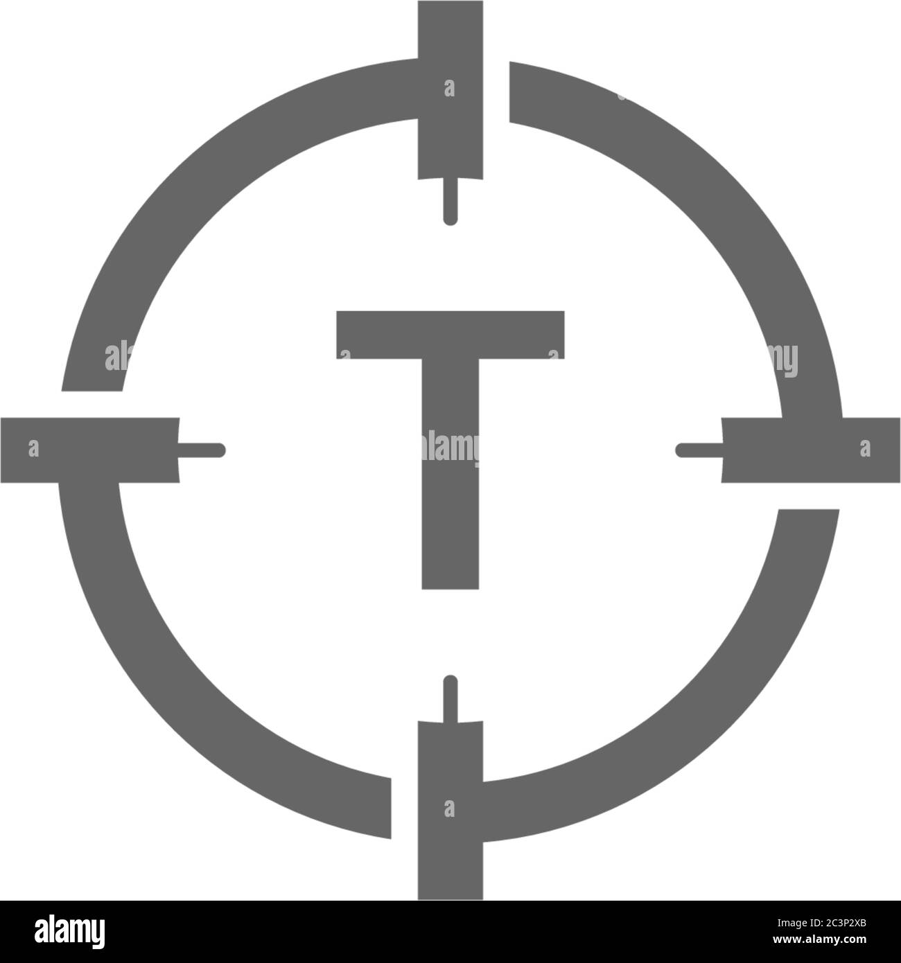Modern circle shot minimalist T logo letter creative design concept ...