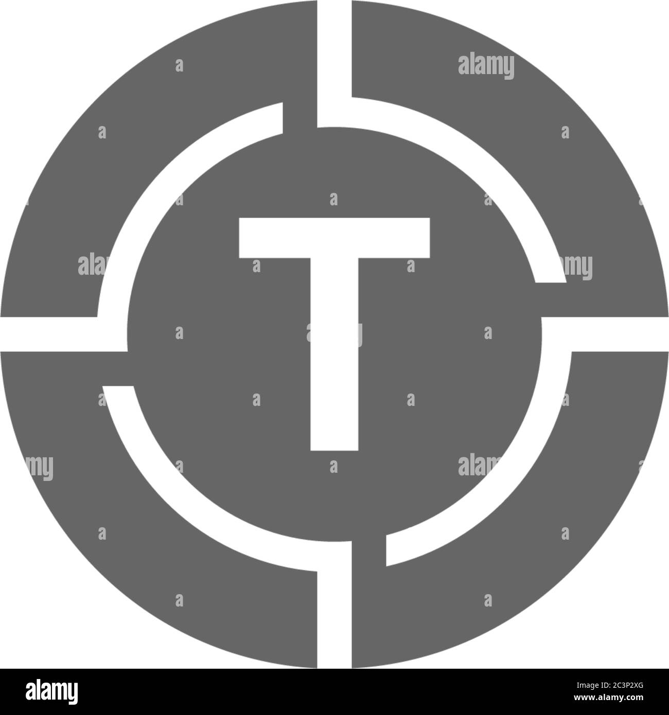 Modern circle shot minimalist T logo letter creative design concept ...