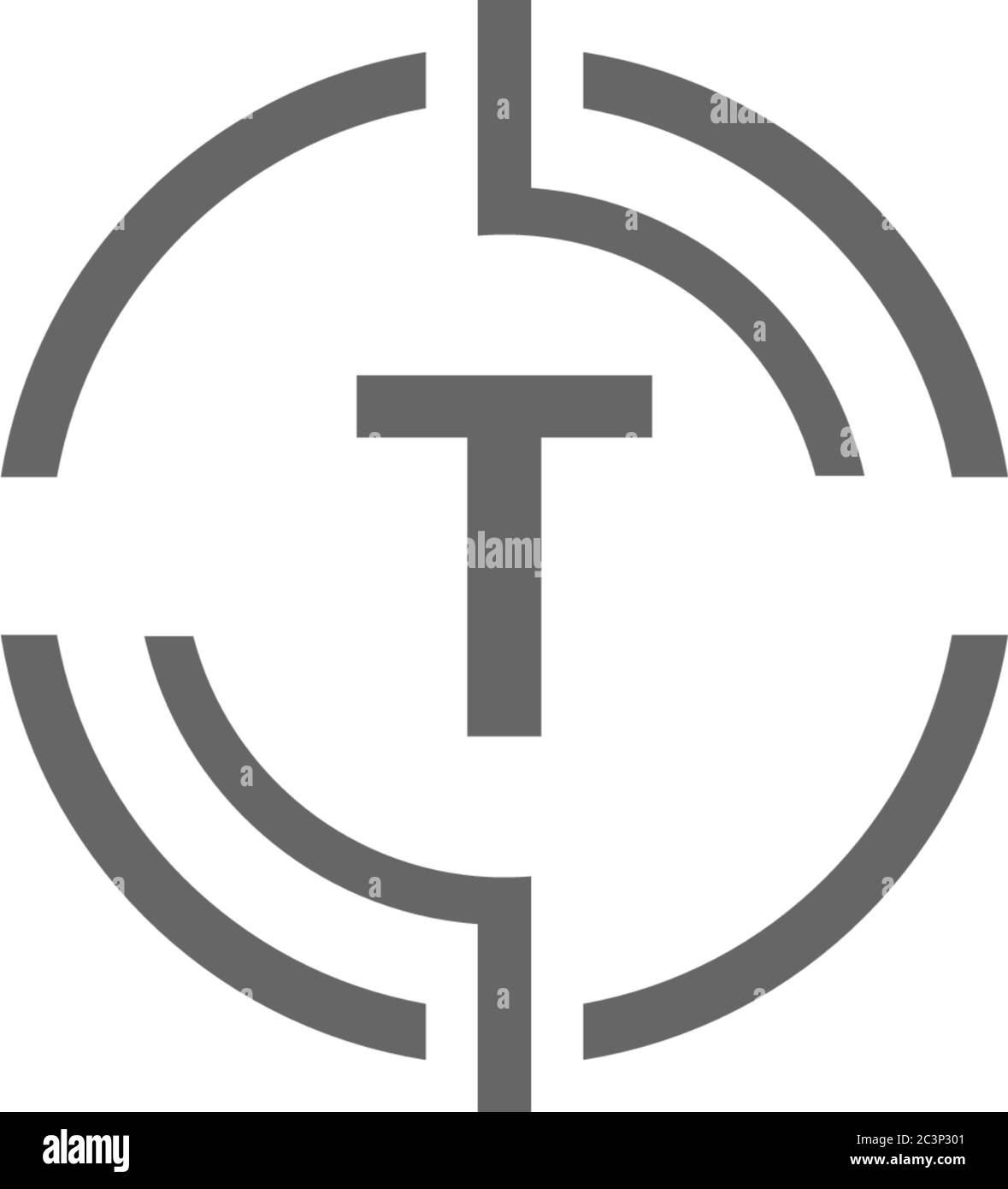 Modern circle shot minimalist T logo letter creative design concept ...