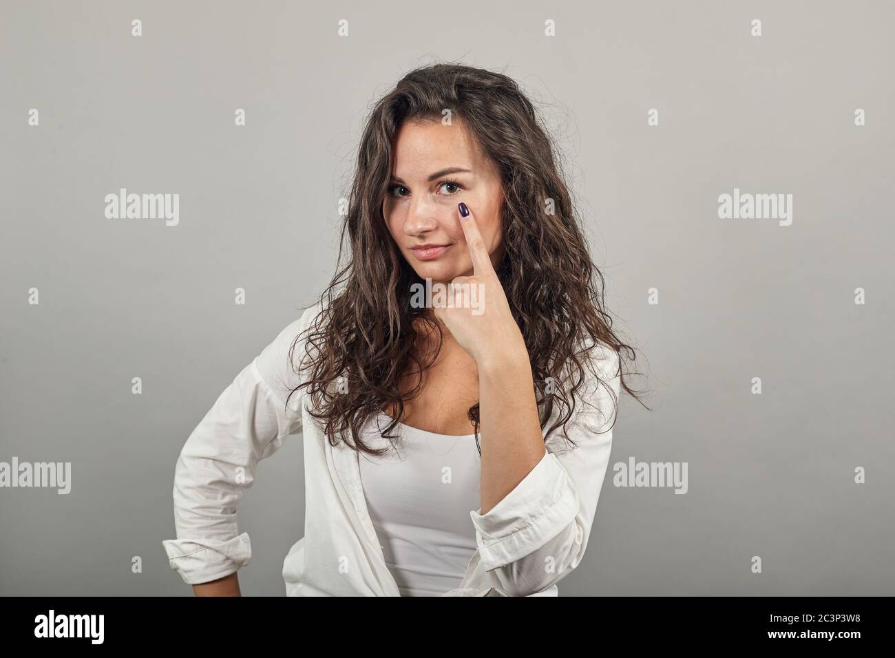 Finger Pointing Eye High Resolution Stock Photography and Images - Alamy