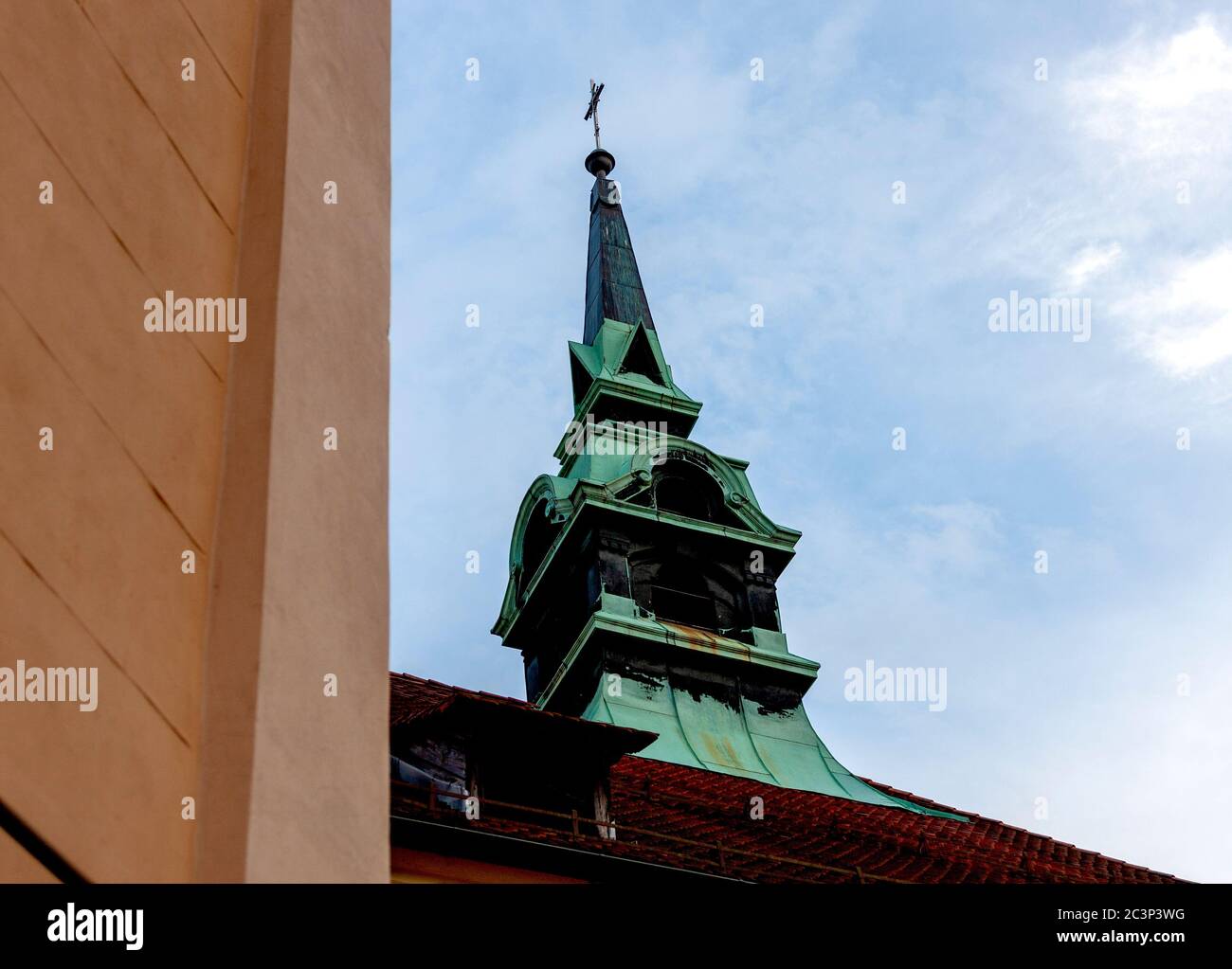 old church tower late at night Stock Photo - Alamy