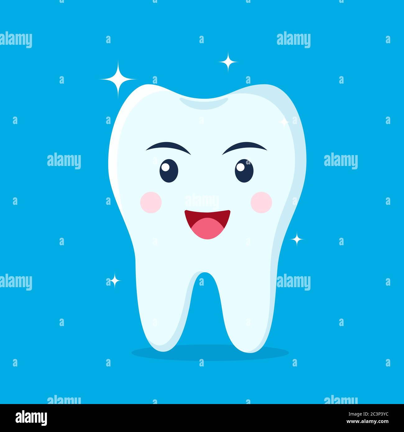 Healthy happy tooth character smiling. Vector illustration in flat ...
