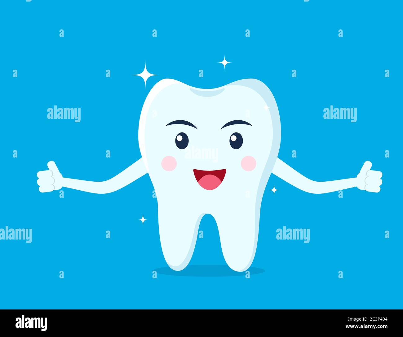 Healthy happy tooth character smiling. Vector illustration in flat ...
