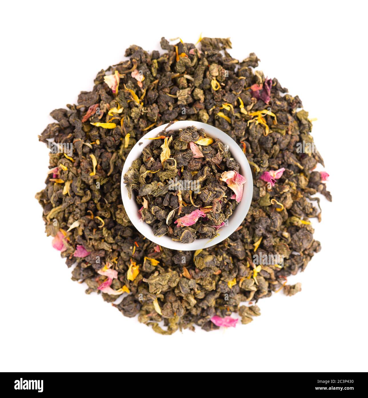Tie Guan Yin tea with the petals of lilac, hibiscus and sunflowe ...