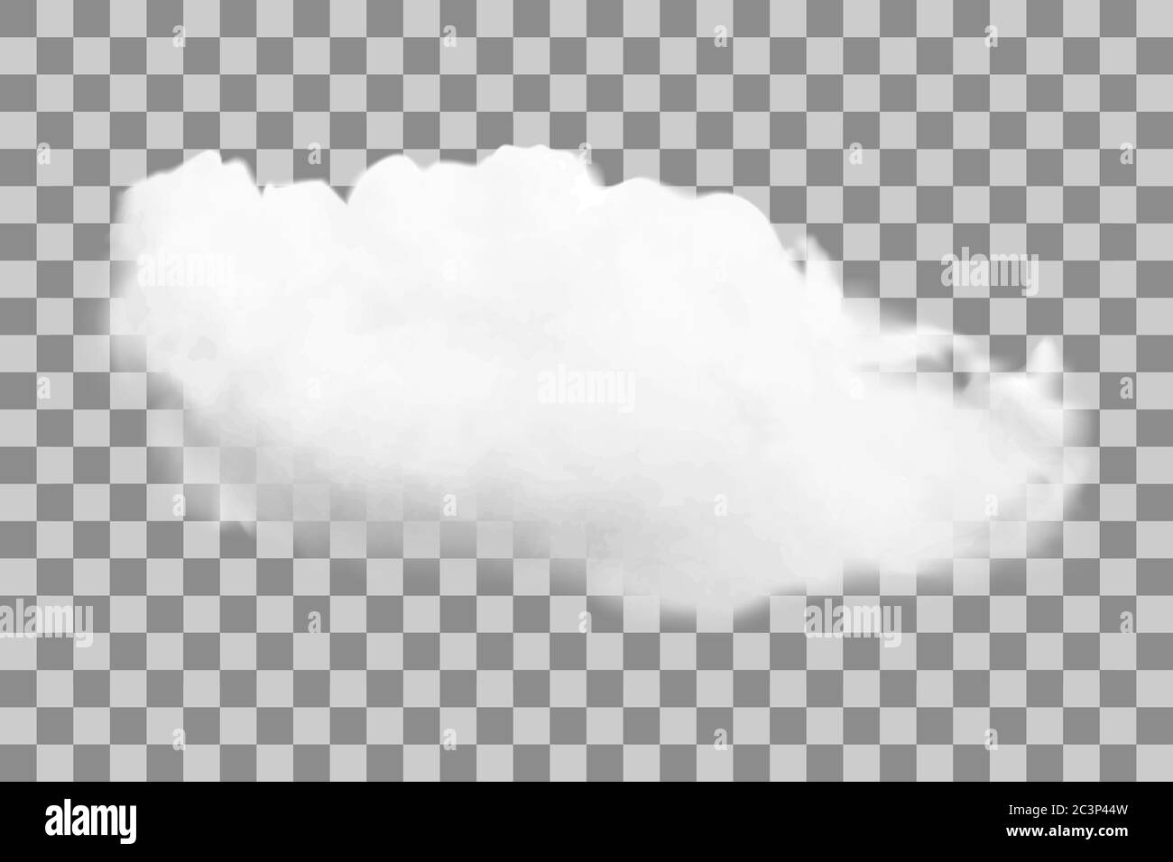 Realistic white cloud with trasparency on checkered background Stock ...