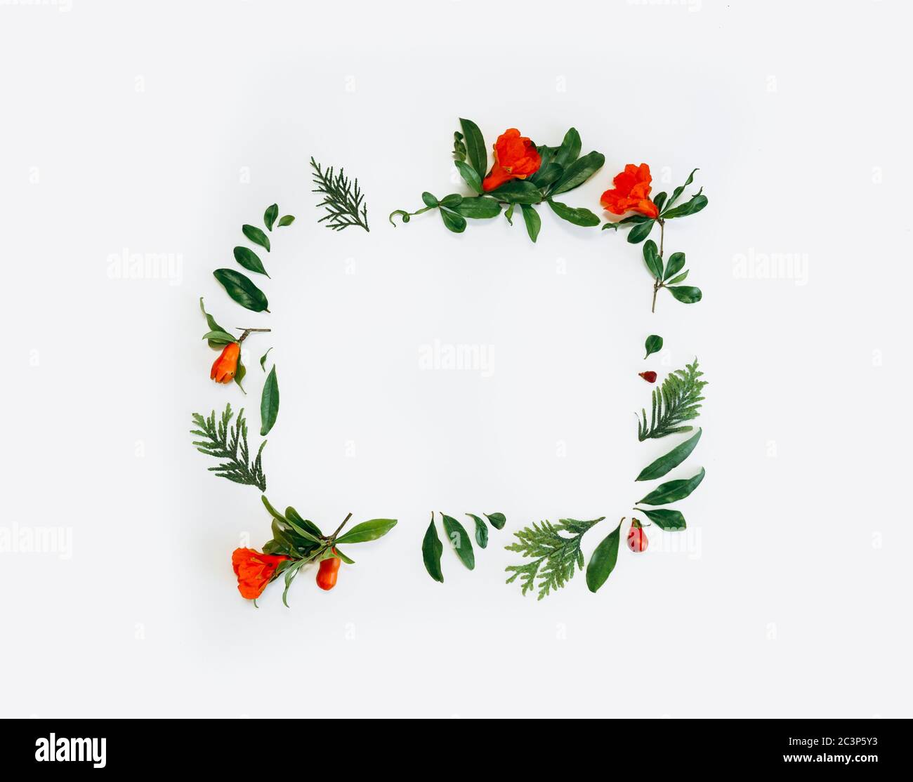 flower arrangement in a square. a pattern of red and orange flowers on ...