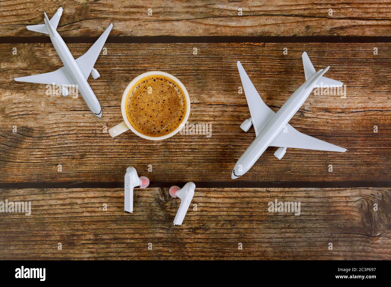 Summer holiday traveling concept planning model plane airplane in ...