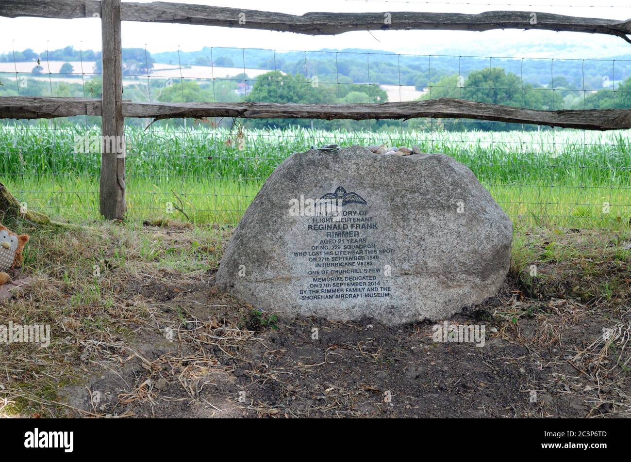 A memorial stone marking the spot near where Ft. Lt. Reginald Frank ...