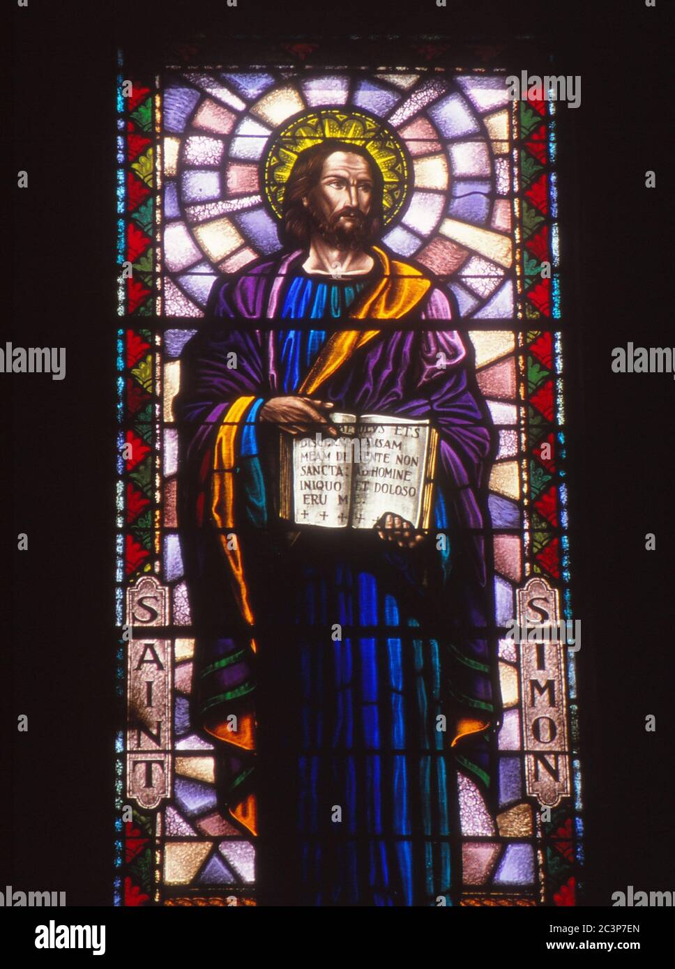 LOS ANGELES, UNITED STATES - Mar 06, 1992: Stained Glass portrait of ...