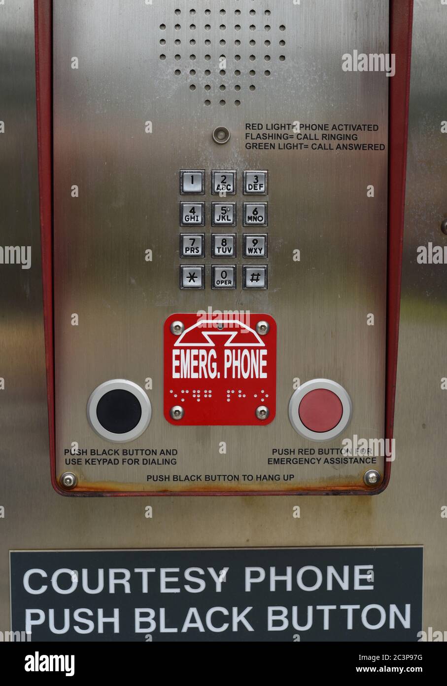 A view of an emergency and courtesy phone for security on the ...