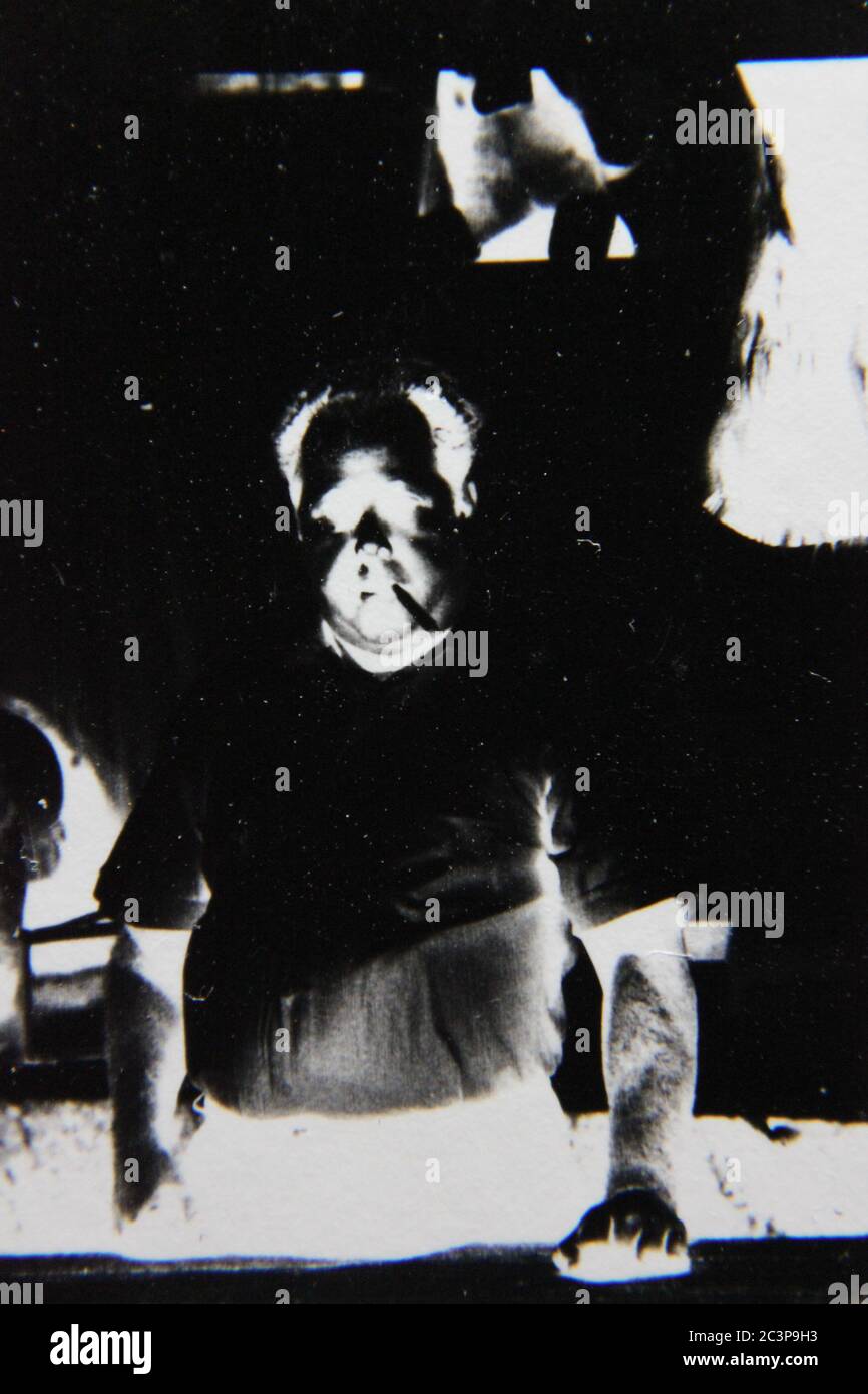 Fine 70s vintage black and white extreme photography of a gross smoking ...
