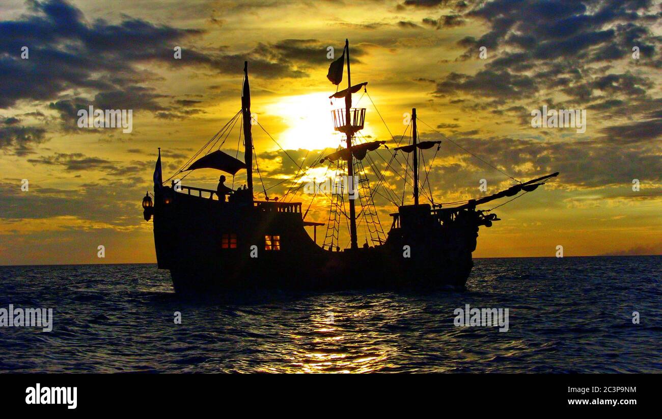 Pirate Ship in the caribbean sea in the dominican republic Stock Photo ...
