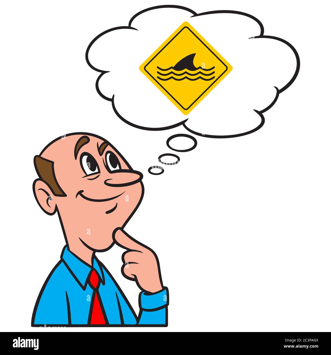 Thinking About Dangerous Sea Life- An Illustration of a person Thinking ...