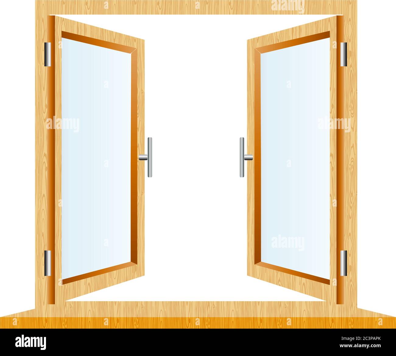 An illustration of open wooden window isolated on a white background ...