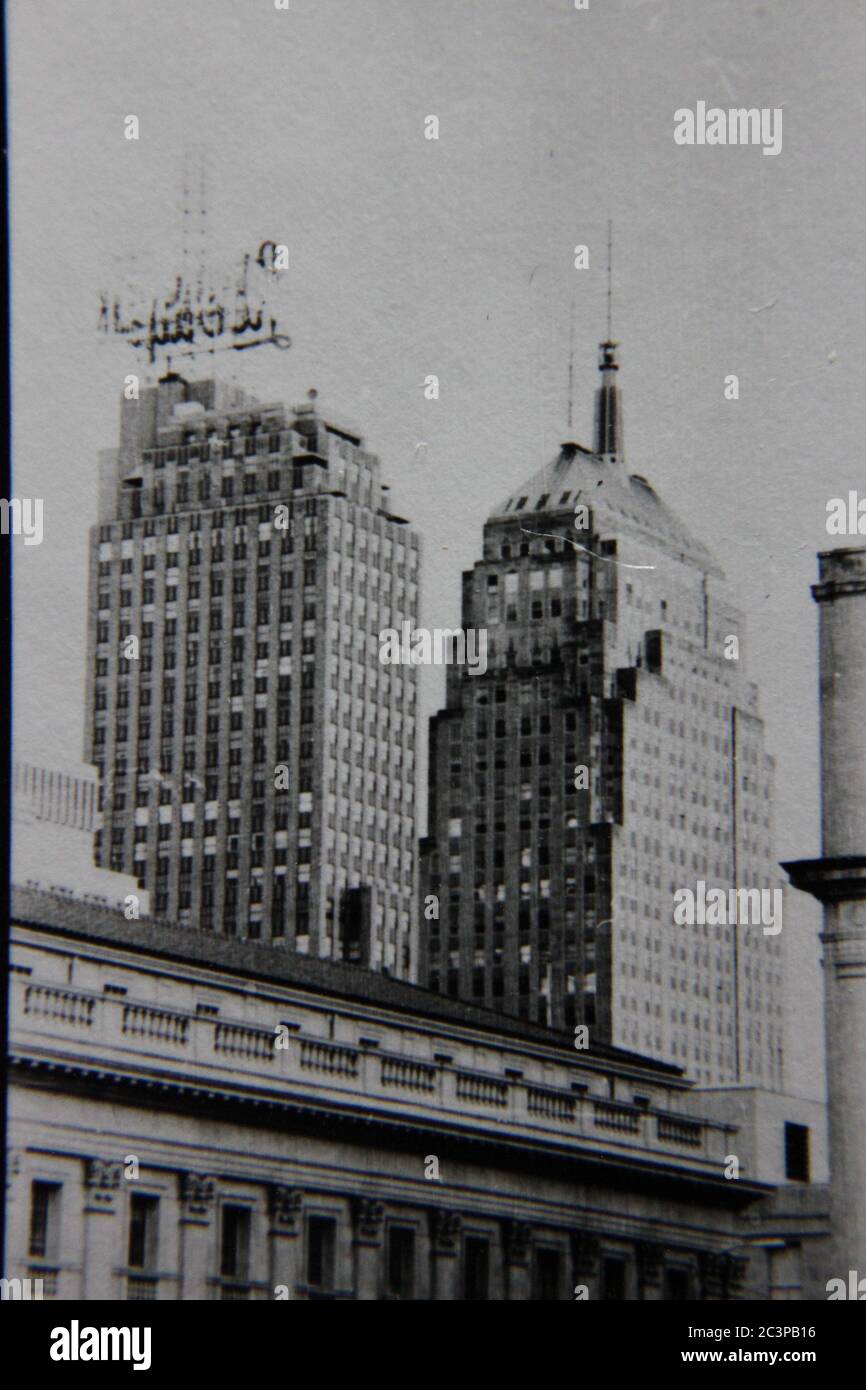 Fine 70s vintage black and white extreme photography of tall buildings ...