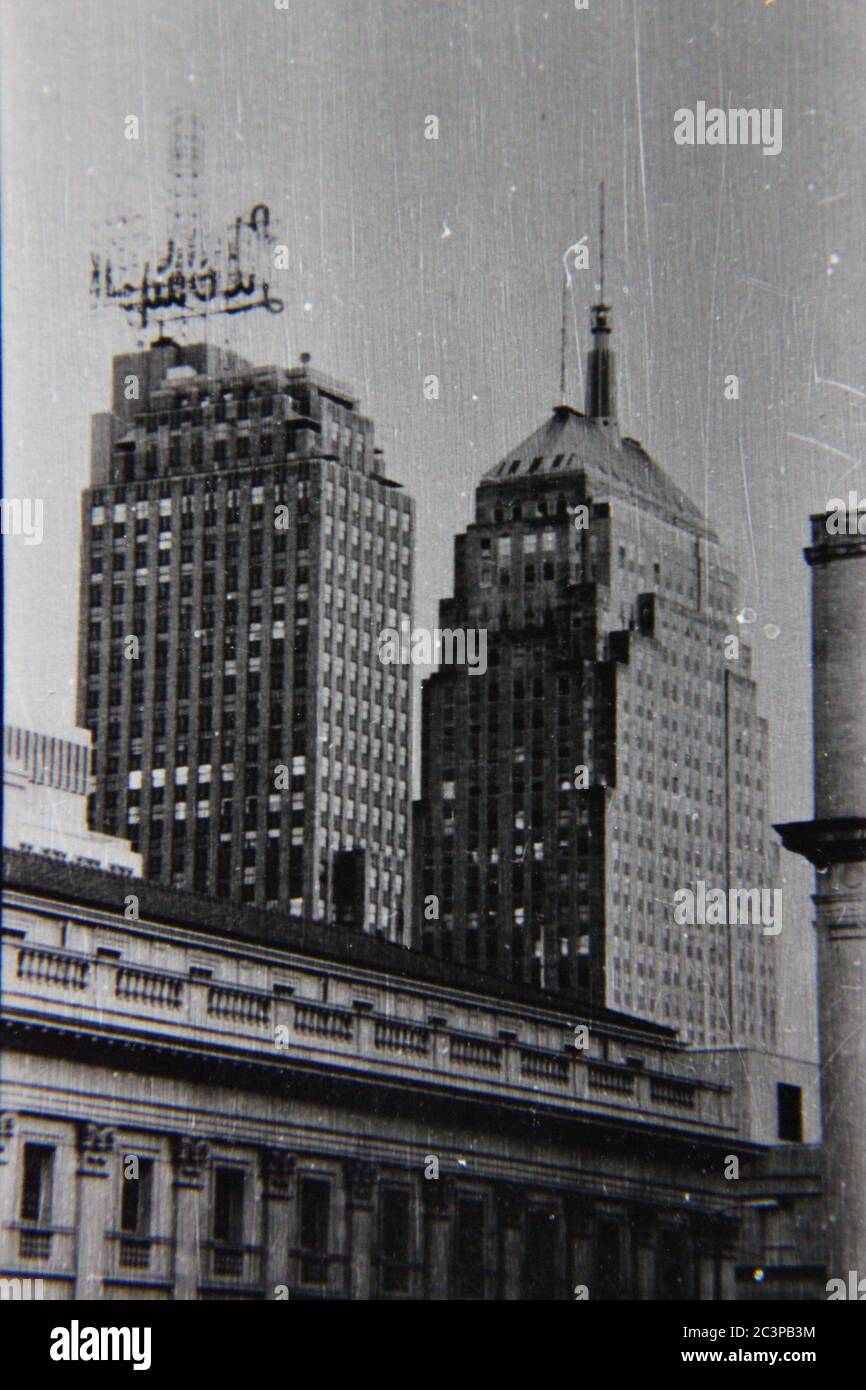 Fine 70s vintage black and white extreme photography of tall buildings ...