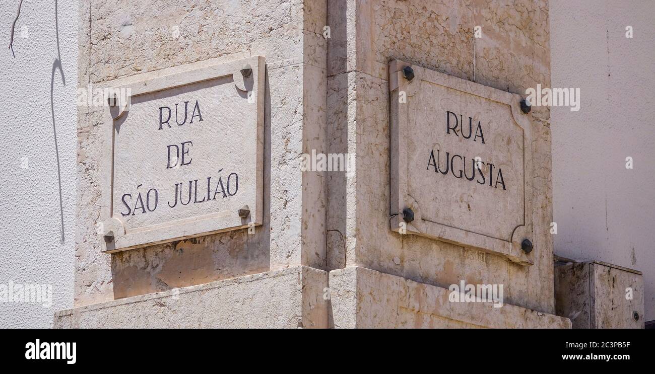 Street signs in the city of Lisbon Stock Photo - Alamy