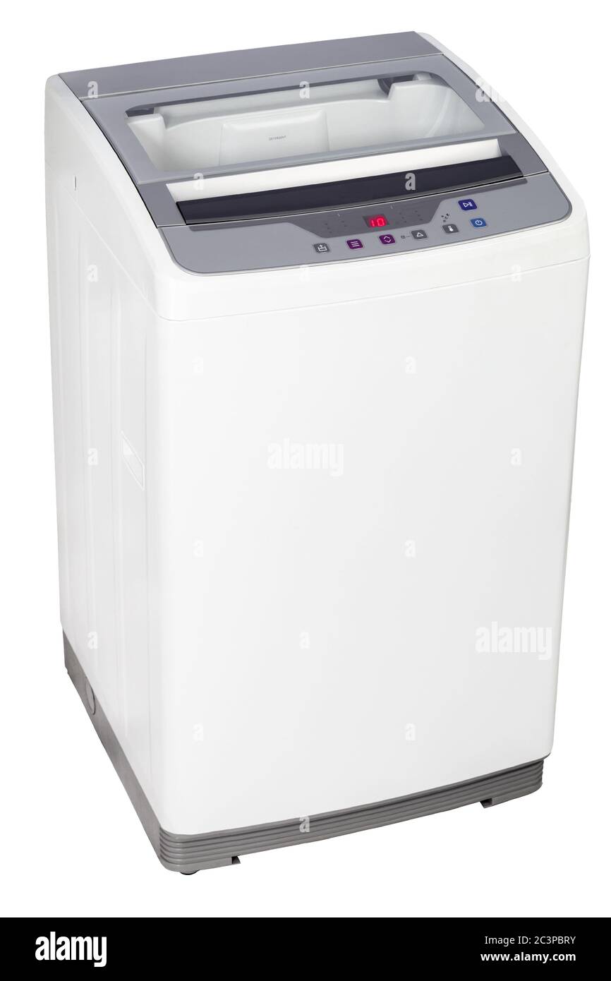 Vertical shot of a washing machine isolated on a white background Stock ...