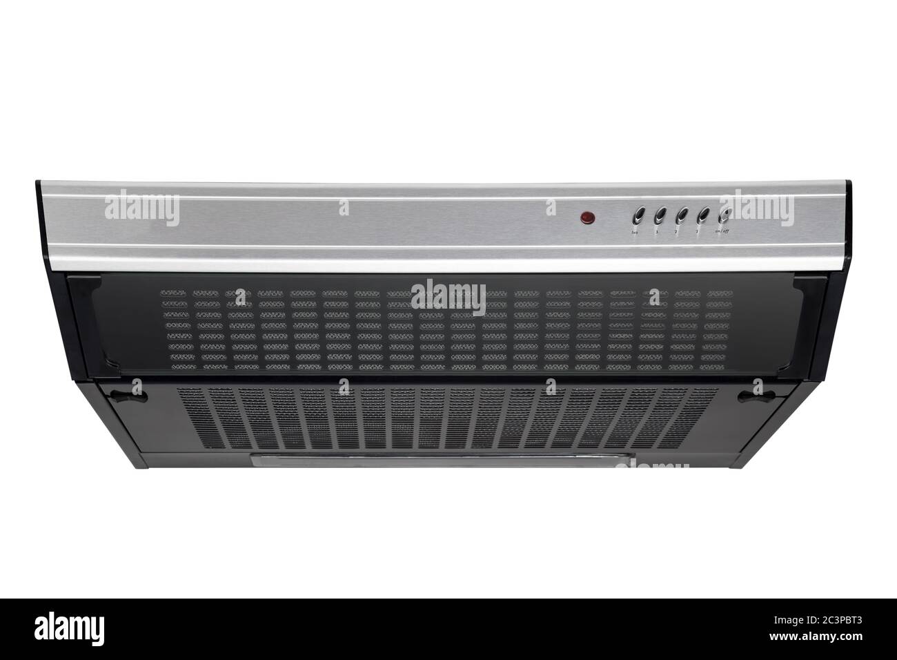 Closeup shot of a new range hood isolated on a white background Stock ...