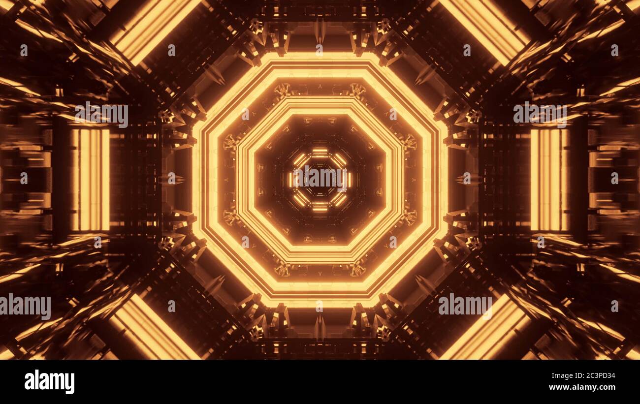 Cosmic background of a 3D rendering with golden and brown lights ...