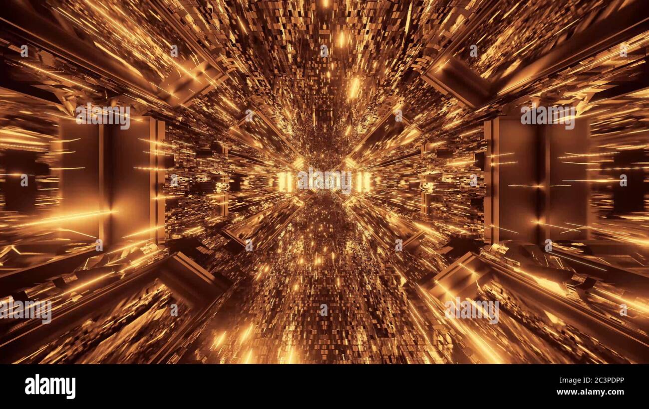 Cosmic background of a 3D rendering with golden and brown lights ...