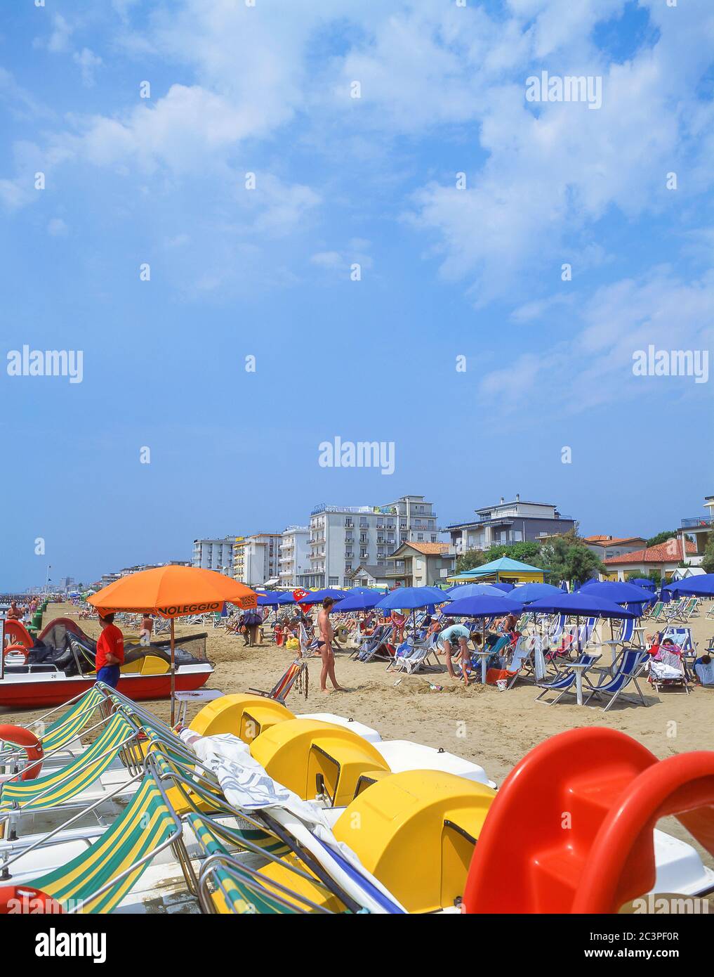 Resort busy beaches pedaloes parasols beach view lido di jesolo hi-res ...