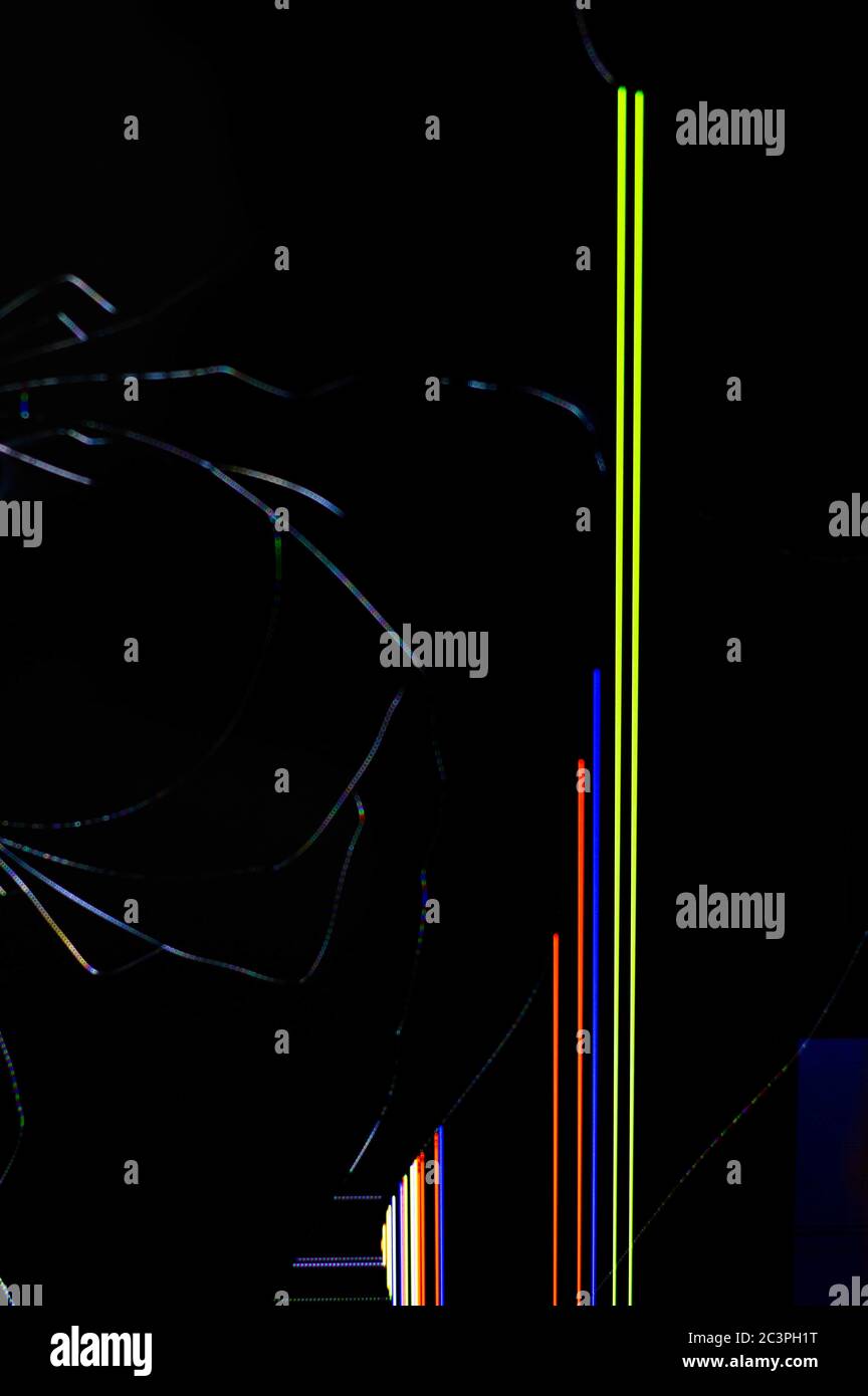 Vertical shot of a broken and non-working screen of an electronic ...