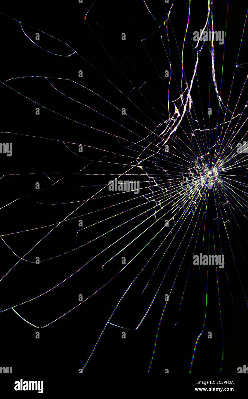 Vertical shot of a broken and non-working screen of an electronic ...