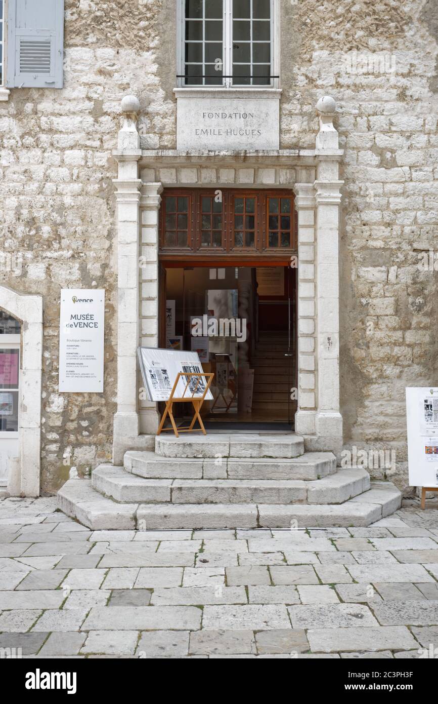 The facade of the Fondation Émile Hugues in Vence (Nice), France Stock ...