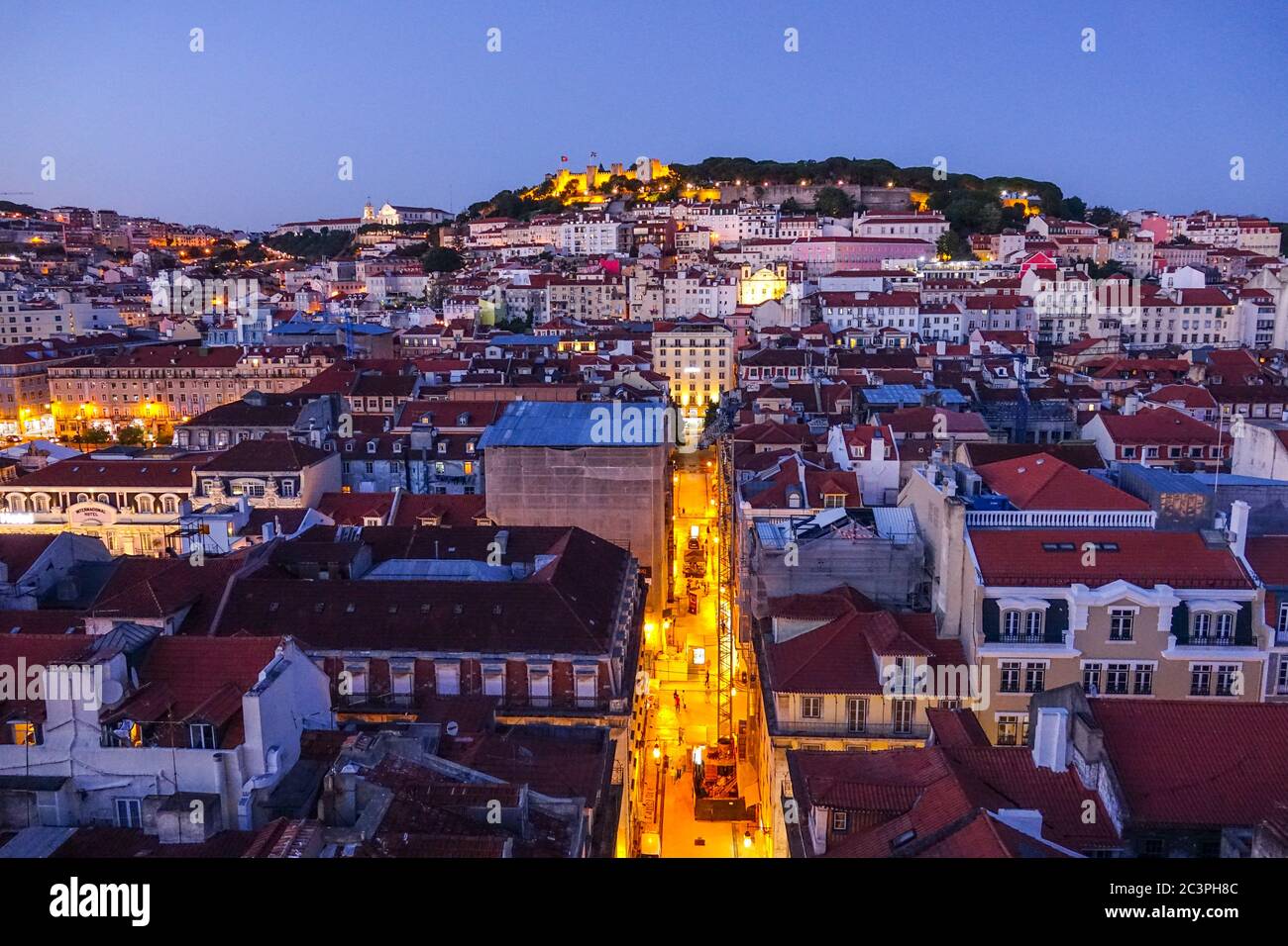 Lisbon and its city lights at night - aerial view - LISBON - PORTUGAL ...