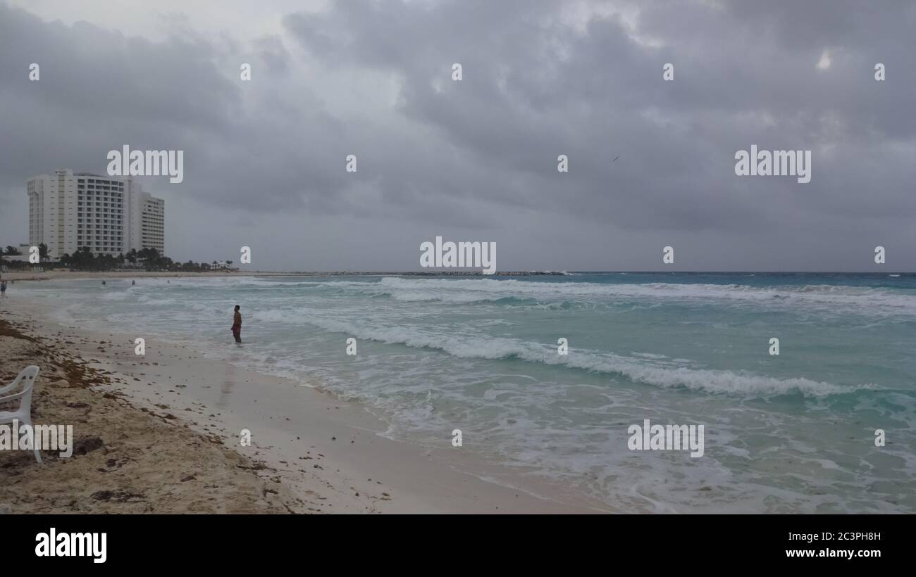 Mexico, Yucatan Peninsula, Cancun. Gorgeous waves and lovely water of ...